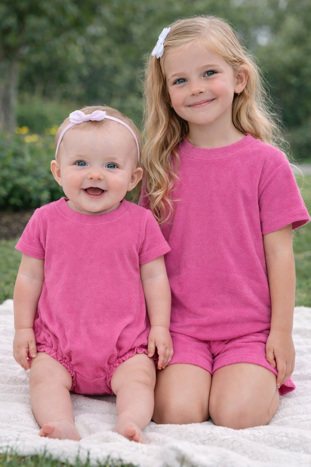 Terry Cloth Hot Pink Short Set – JH Embroidery