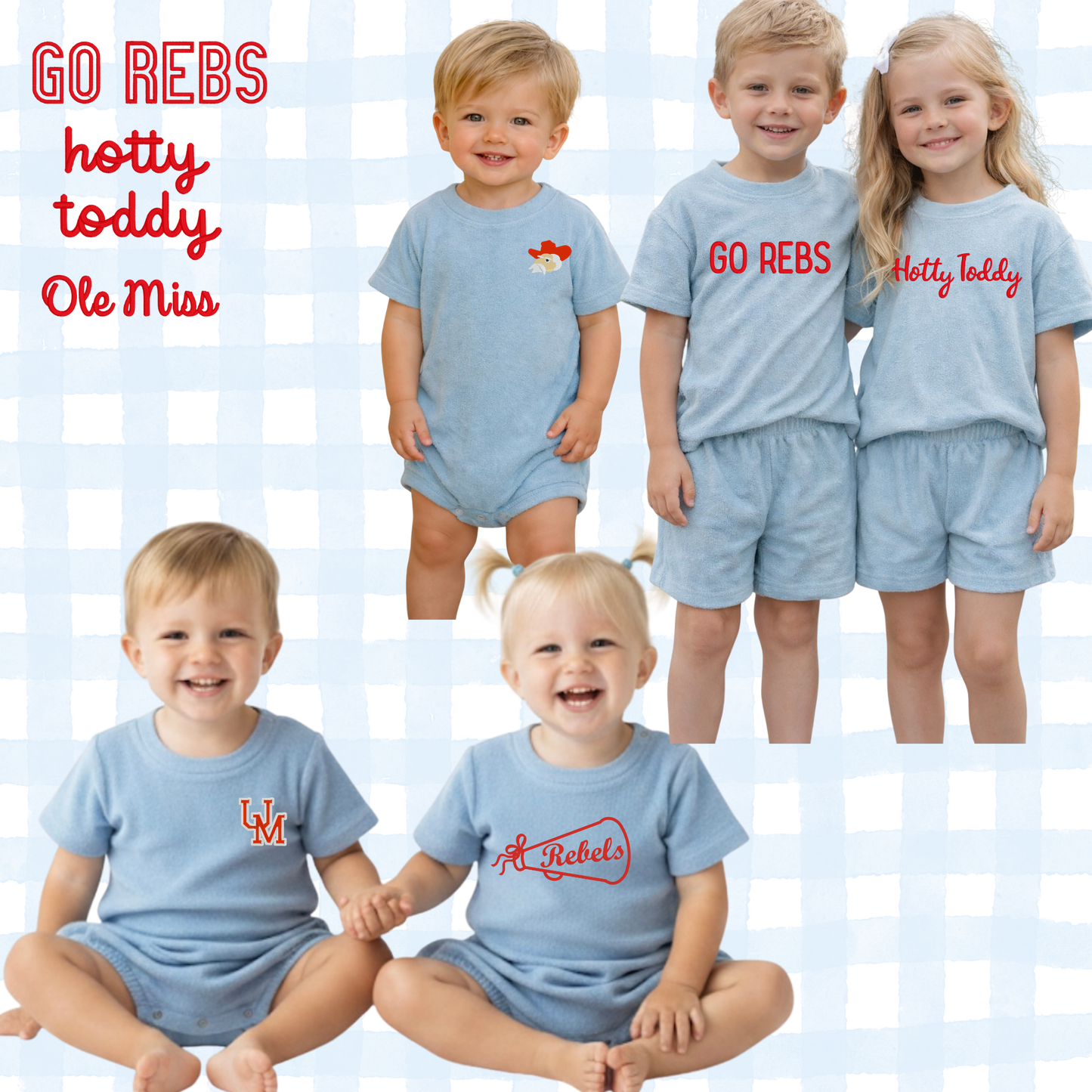 Terry Cloth Light Blue Short Set – JH Embroidery