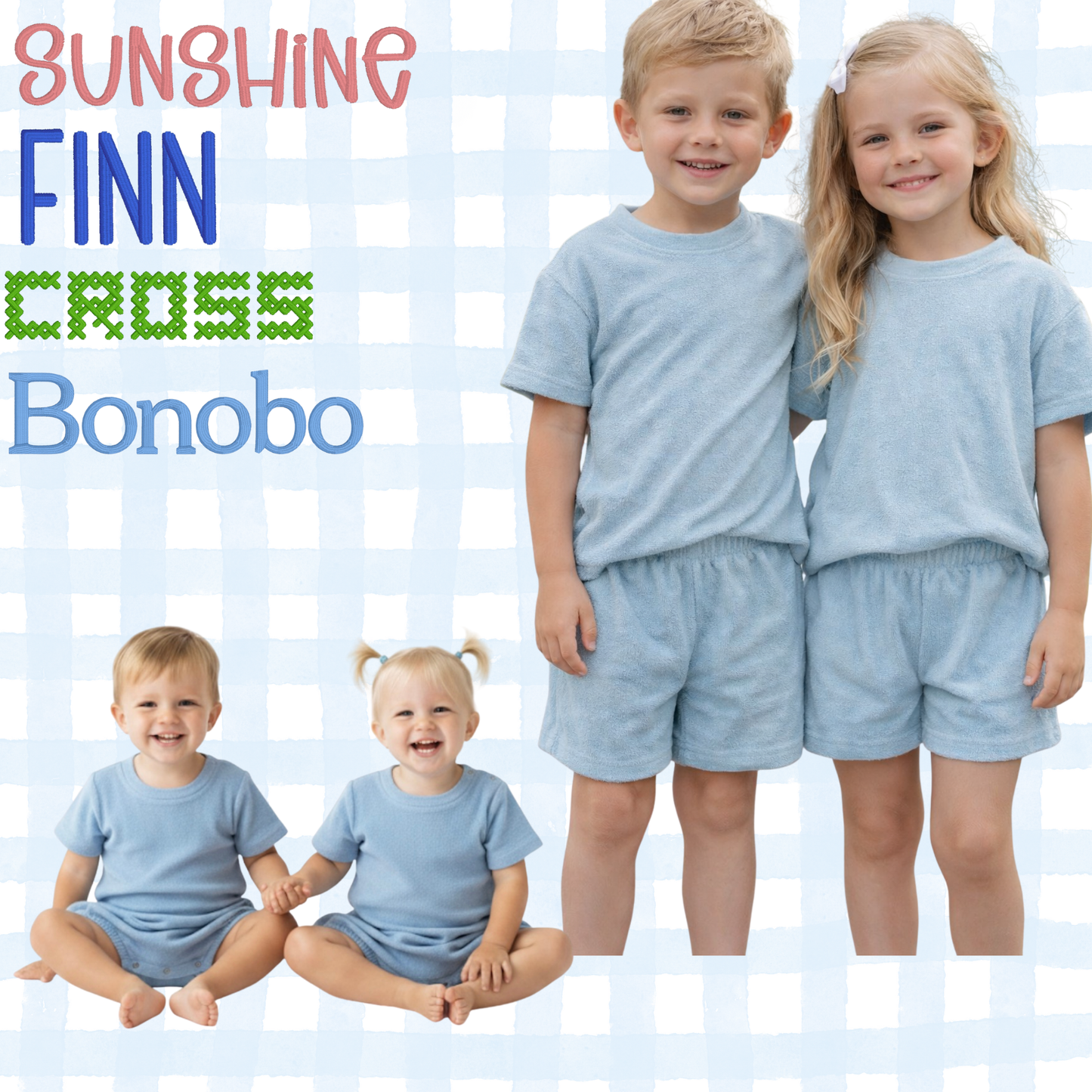 Terry Cloth Light Blue Short Set – JH Embroidery